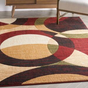 Well Woven Dulcet Bingo Red Modern Geometric Area Rug (3'11" x 5'3")