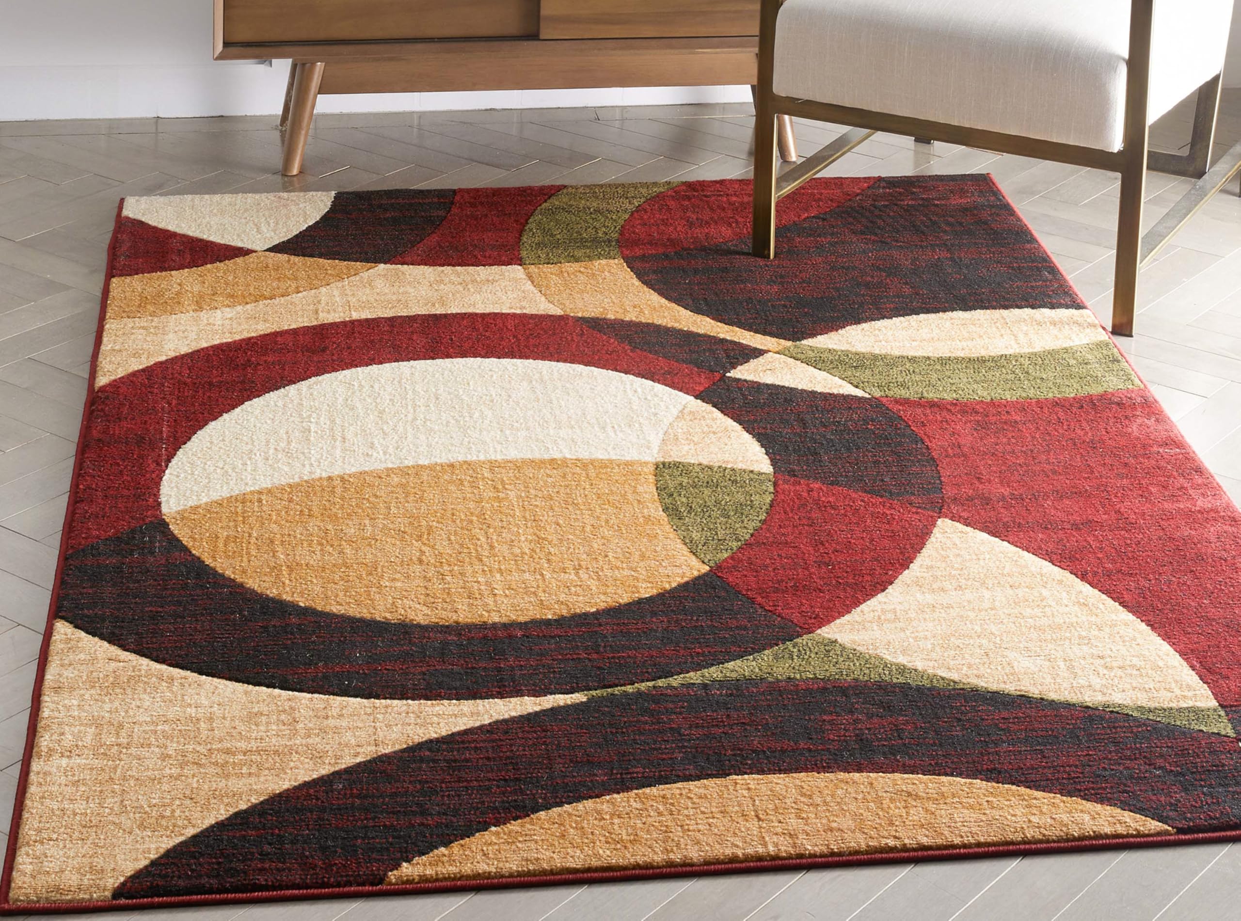 Well Woven Dulcet Bingo Red Modern Geometric Area Rug (3'11" x 5'3")