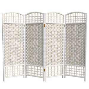 4 ft. short fiber weave folding screen - white - 4 panels