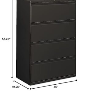 HON 884LS 800 Series Four-Drawer Lateral File, 36w x 19-1/4d x 53-1/4h, Charcoal