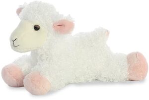 aurora® adorable mini flopsie™ lana™ stuffed animal - playful ease - timeless companions - white 8 inches