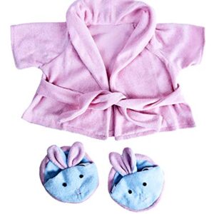 Pink Bathrobe w/Bunny Slippers Teddy Bear Clothes Fits Most 14" - 18" Build-A-Bear, and Make Your Own Stuffed Animals