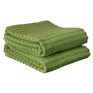 ritz royale collection 100% combed terry cotton, highly absorbent, oversized kitchen towel set, 28" x 18", 2-pack, solid, cactus green