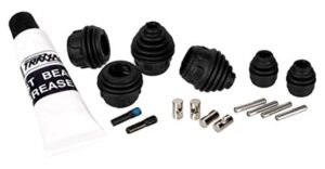 traxxas rebuild kit steel-splined constant-velocity driveshafts with pins, dustboots, lube & hardware