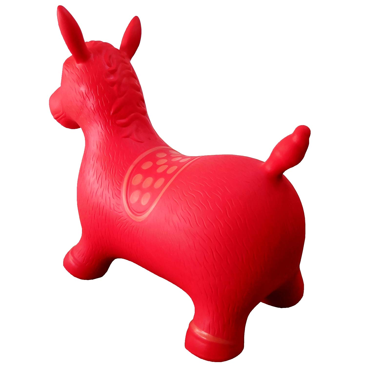 AppleRound Horse Bouncer with Hand Pump, Inflatable Space Hopper, Ride-on Bouncy Horse (Red)