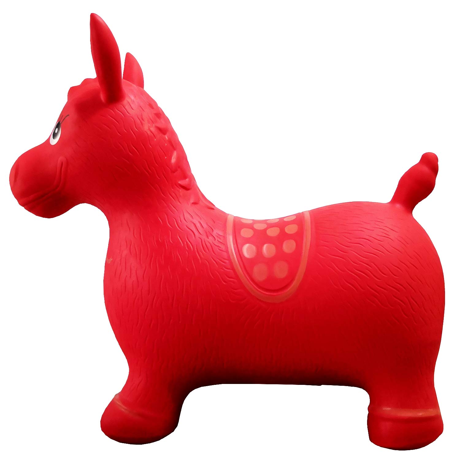 AppleRound Horse Bouncer with Hand Pump, Inflatable Space Hopper, Ride-on Bouncy Horse (Red)