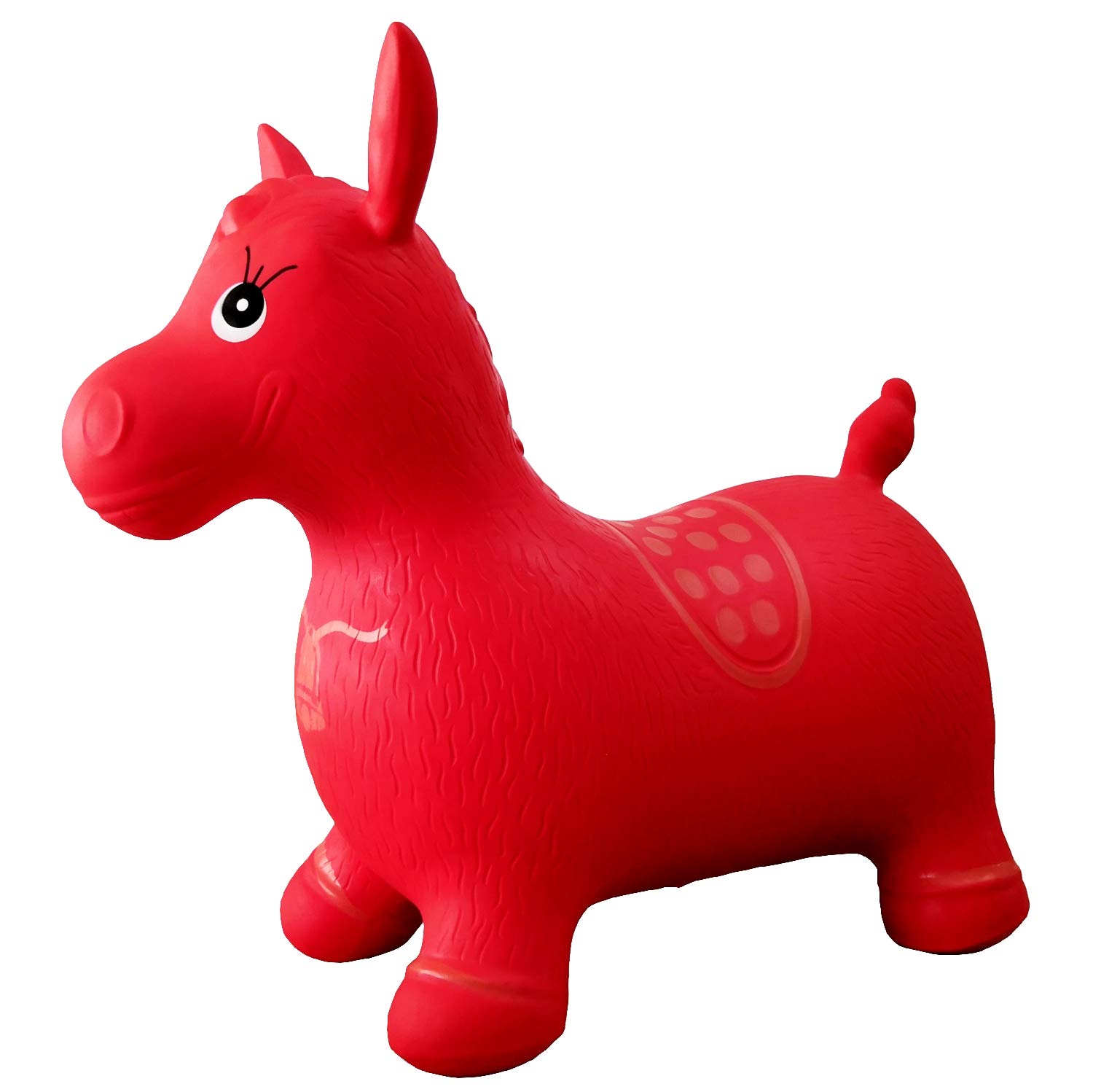 AppleRound Horse Bouncer with Hand Pump, Inflatable Space Hopper, Ride-on Bouncy Horse (Red)