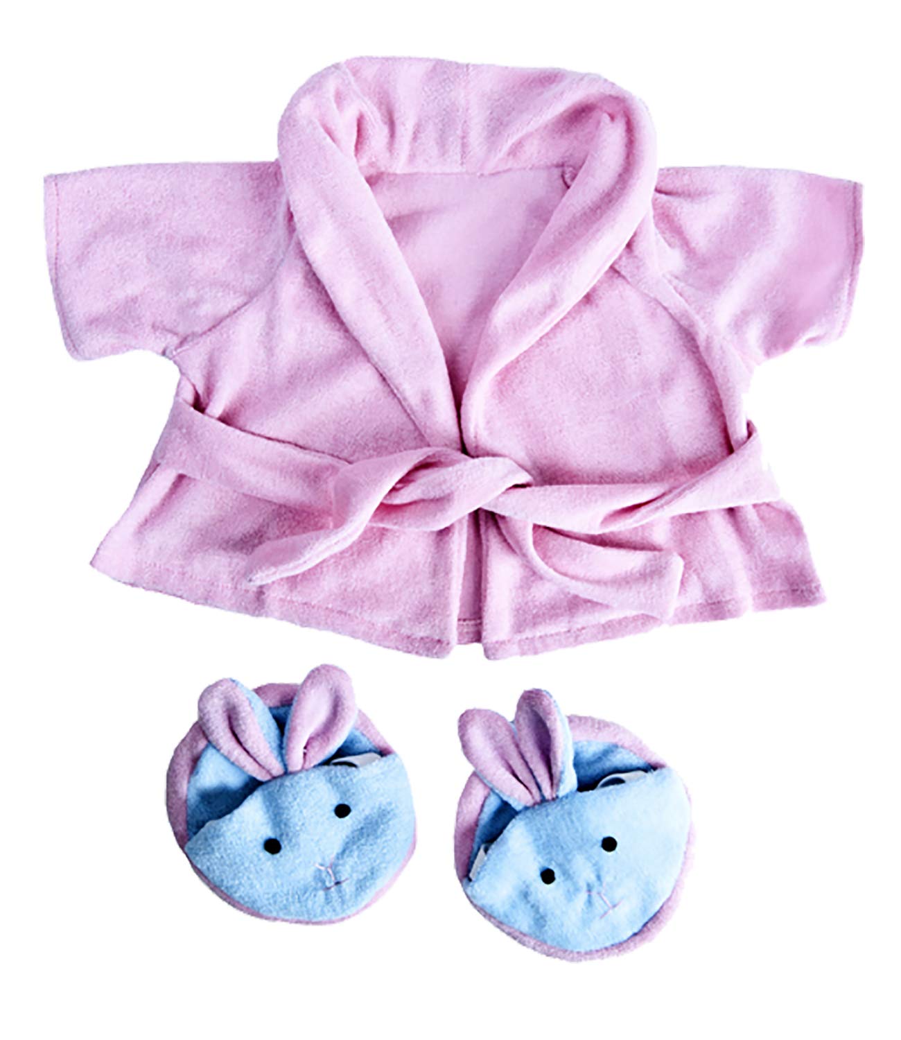 Pink Bathrobe w/Bunny Slippers Teddy Bear Clothes Fits Most 14" - 18" Build-A-Bear, and Make Your Own Stuffed Animals