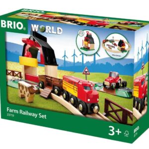 BRIO 33719 Farm Railway Playset – Interactive Toy Train Set for Kids | FSC-Certified Wood | Expandable Tracks | Promotes Skill Development