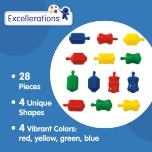 Excellerations Early STEM Toy, Connecting, Fun, Linking, Pop Beads for Toddlers, Snap Lock Beads Set in Storage Bin, Pack of 28