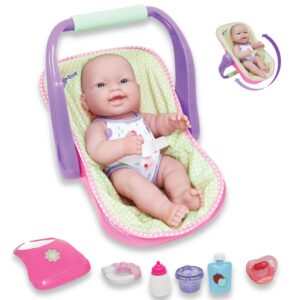 jc toys, 14" lots to love babies doll and car seat - 4 multi-position carrier - posable & waterproof - ages 2+