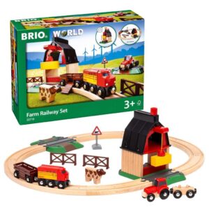 BRIO 33719 Farm Railway Playset – Interactive Toy Train Set for Kids | FSC-Certified Wood | Expandable Tracks | Promotes Skill Development