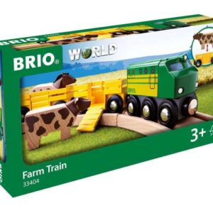 BRIO World 33404 - Farm Train | 5-Piece Wooden Toy Train Set for Kids | Ideal for Ages 3 & Up | Certified Sustainable Materials