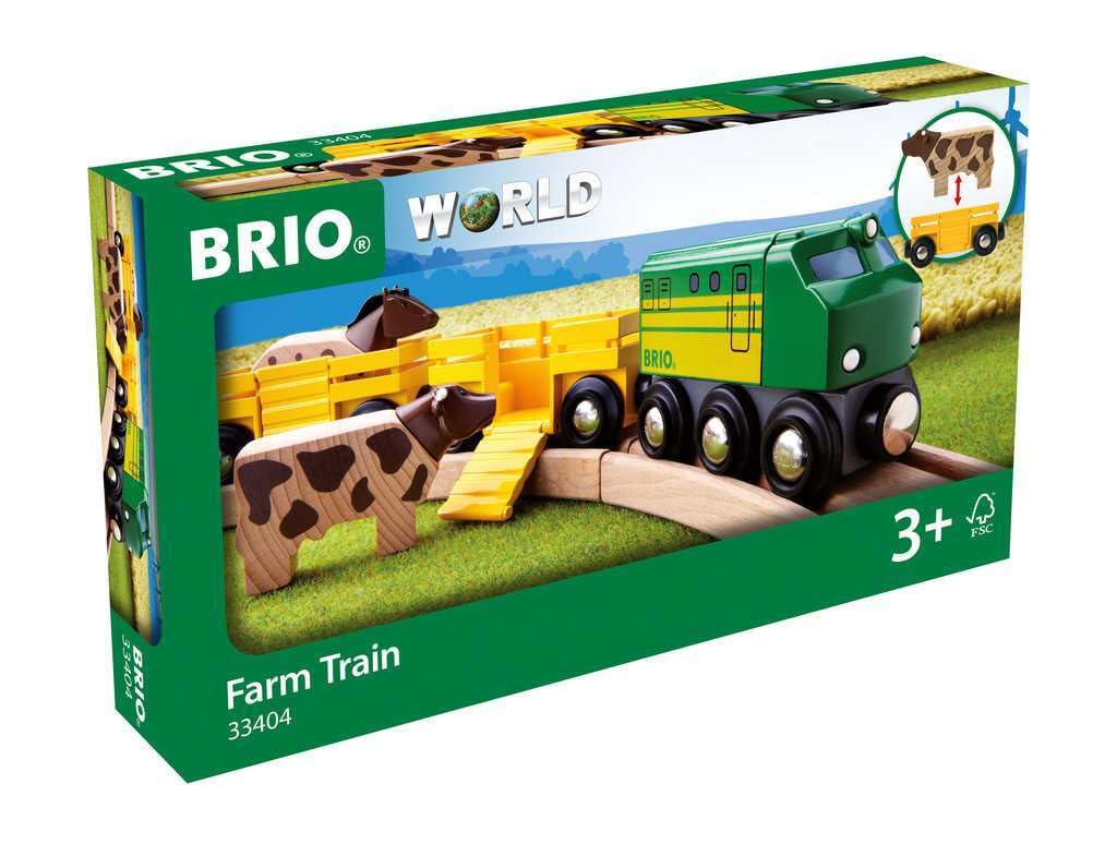 BRIO World 33404 - Farm Train | 5-Piece Wooden Toy Train Set for Kids | Ideal for Ages 3 & Up | Certified Sustainable Materials