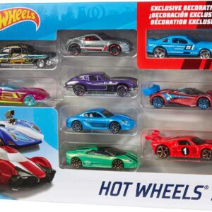 Hot Wheels Toy Cars or Trucks 9-Pack, Set of 9 Vehicles in 1:64 Scale, Including 1 Exclusive, for Kids & Collectors (Styles May Vary)