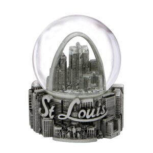 silver pewter st. louis snow globe, missouri snowglobe 65mm souvenir and wedding gift home decor