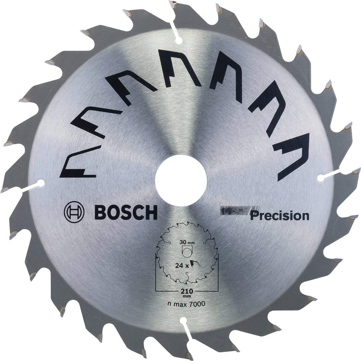 Bosch 1x Circular Saw Blade Precison (for Wood, Ø 210 x 2.5/1.5 x 30 mm, 24 Teeth, ATB, Accessories for Circular Saws)