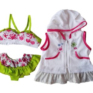 Swimsuit & Coverup Outfit Teddy Bear Clothes Fits Most 14" - 18" Build-a-bear and Make Your Own Stuffed Animals