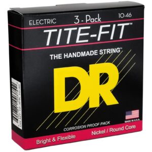 DR Strings Tite-Fit Nickel Plated Electric Guitar Strings, Medium 10-46, 3-Pack (MT-10-3PK)