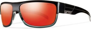 smith optics collective sunglass, black gray / red mirror tlt optics