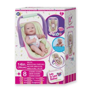 JC Toys, 14" Lots to Love Babies Doll and Car Seat - 4 Multi-position Carrier - Posable & Waterproof - Ages 2+