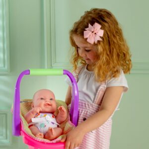 JC Toys, 14" Lots to Love Babies Doll and Car Seat - 4 Multi-position Carrier - Posable & Waterproof - Ages 2+