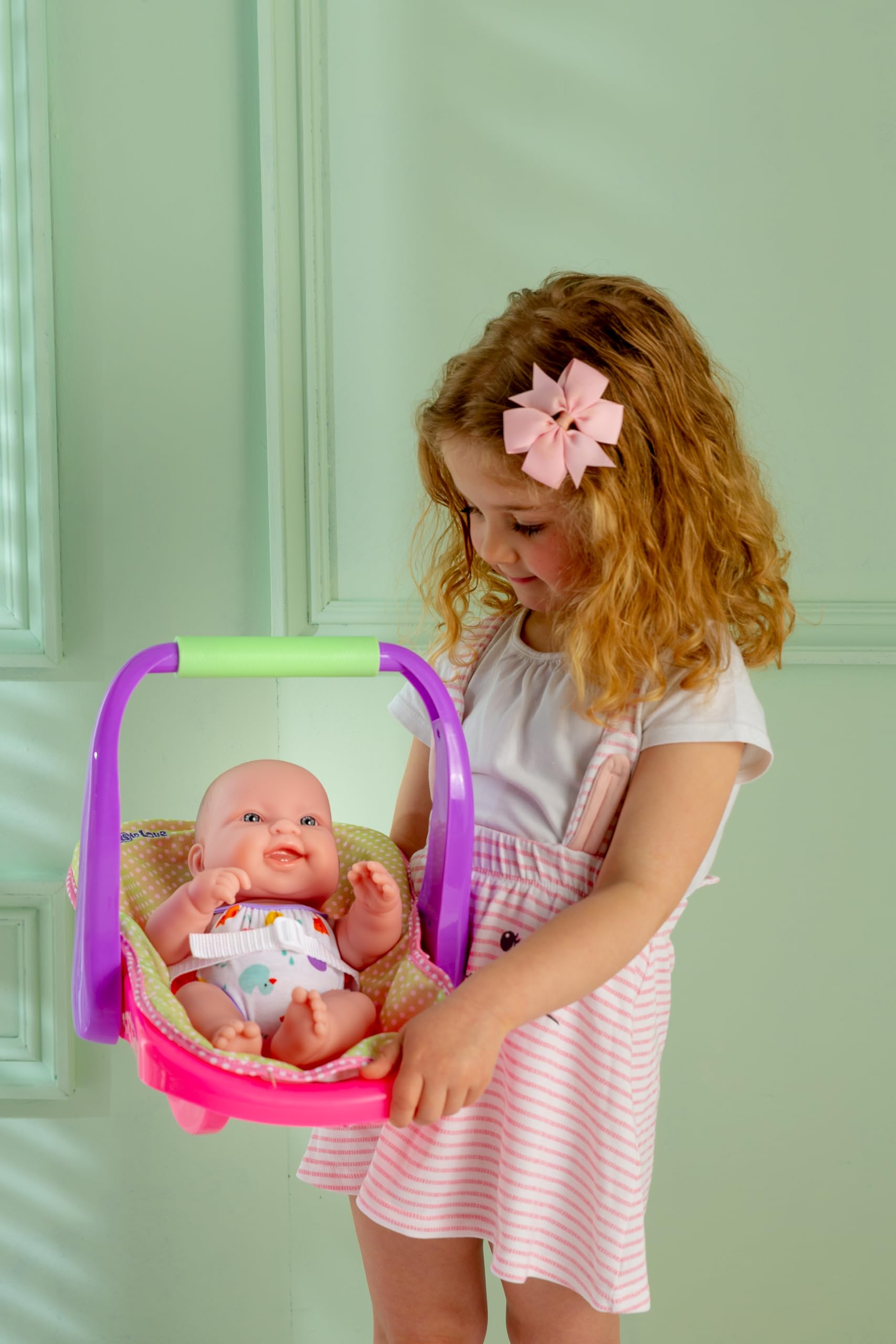 JC Toys, 14" Lots to Love Babies Doll and Car Seat - 4 Multi-position Carrier - Posable & Waterproof - Ages 2+