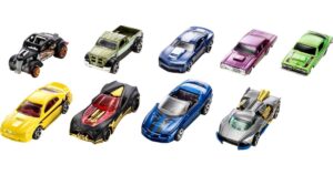 hot wheels toy cars or trucks 9-pack, set of 9 vehicles in 1:64 scale, including 1 exclusive, for kids & collectors (styles may vary)