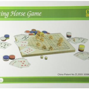 Racing Horse Family Game Wood Board, Include 100 Gaming Chips, a Deck of Playing Cards and Two Dice