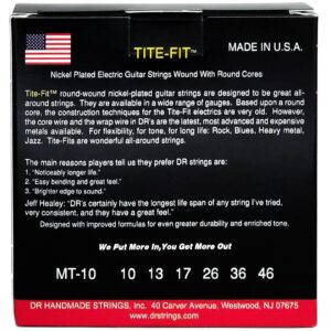 DR Strings Tite-Fit Nickel Plated Electric Guitar Strings, Medium 10-46, 3-Pack (MT-10-3PK)