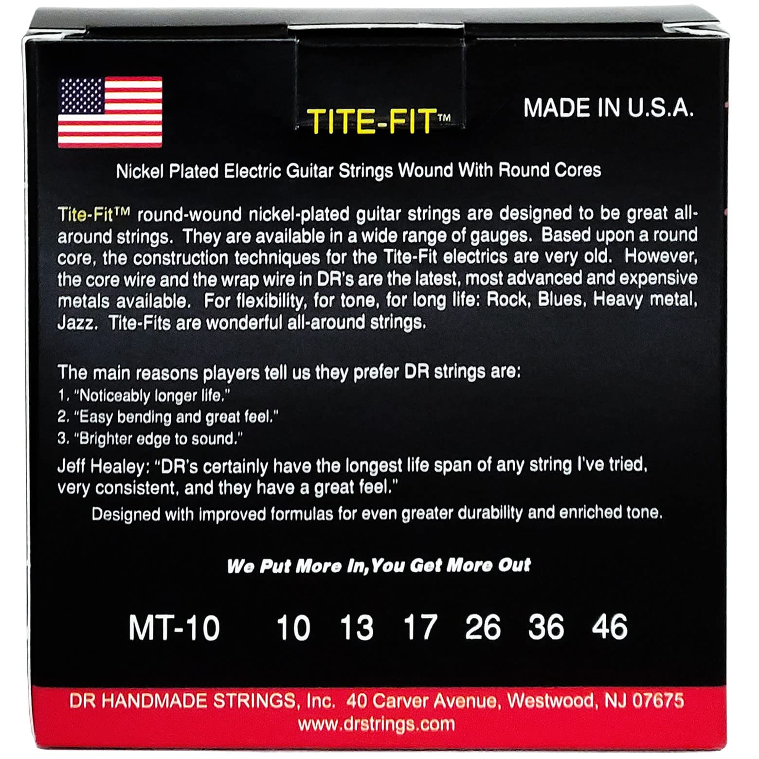 DR Strings Tite-Fit Nickel Plated Electric Guitar Strings, Medium 10-46, 3-Pack (MT-10-3PK)