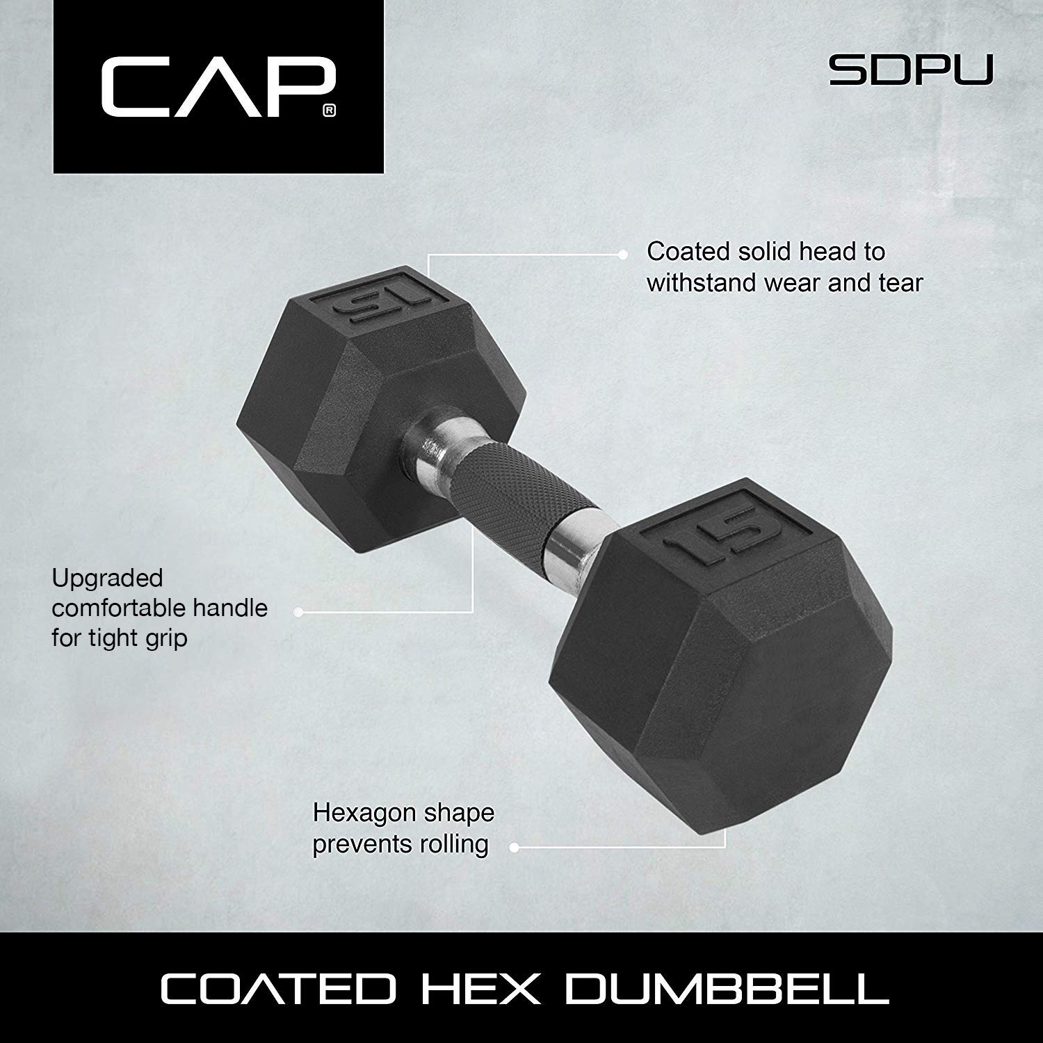 CAP Barbell PVC Coated Dumbbell, Single 12 pound