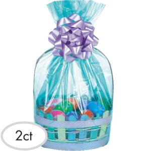 Premium Solid Aqua Blue Paper Basket Bags - 24" x 25" (2 Count) - Perfect for Gifts, Parties, & Special Occasions