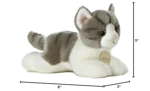 Aurora® Adorable Miyoni® Grey Tabby Cat Stuffed Animal - Lifelike Detail - Cherished Companionship - 8 Inches