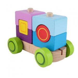 Hape Fantasia Building Blocks Toddler Push and Pull Train Set L: 15.9, W: 3.2, H: 4.7 inch