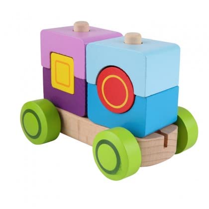 Hape Fantasia Building Blocks Toddler Push and Pull Train Set L: 15.9, W: 3.2, H: 4.7 inch