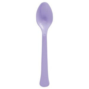 lavender plastic heavy weight spoons (20 count) - premium disposable plastic cutlery, perfect for home use and all kinds of occasions