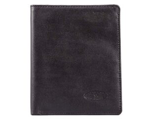 big skinny leather traveler slim wallet, holds up to 20 cards and 4 passports, black