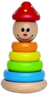 award winning hape clown stacker toddler wooden ring toy