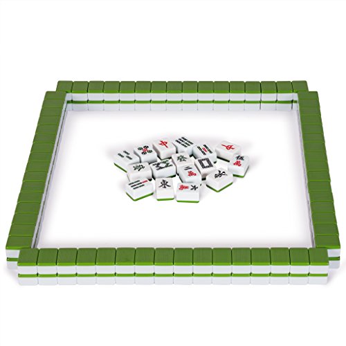 Yellow Mountain Imports Professional Chinese Mahjong Game Set, Double Happiness (Green) with 146 Medium Size Tiles - for Chinese Style Game Play [專業中式麻將]