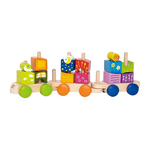 Hape Fantasia Building Blocks Toddler Push and Pull Train Set L: 15.9, W: 3.2, H: 4.7 inch