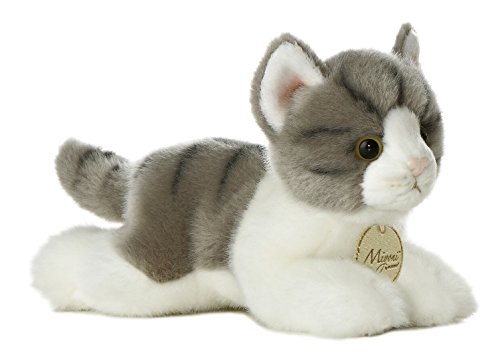 Aurora® Adorable Miyoni® Grey Tabby Cat Stuffed Animal - Lifelike Detail - Cherished Companionship - 8 Inches