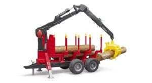 bruder forestry trailer with crane grapple and 4 logs