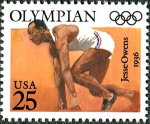 single 1990 25 cents us postage stamp, scott# 2496, olympics issue, jesse owens