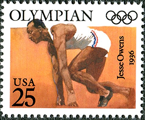 Single 1990 25 Cents US Postage Stamp, Scott# 2496, Olympics Issue, Jesse Owens