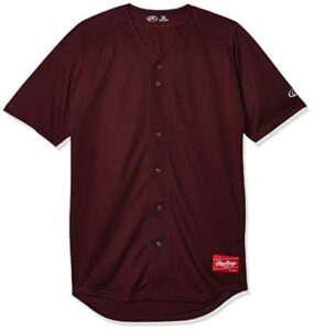 rawlings men's full button rbj167 jersey , maroon, large