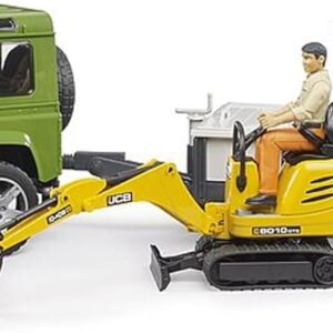 Bruder Land Rover Defender Rigid Drawbar Trailer Jcb Micro Excavator and Construction Worker for unisex-children