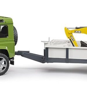 Bruder Land Rover Defender Rigid Drawbar Trailer Jcb Micro Excavator and Construction Worker for unisex-children