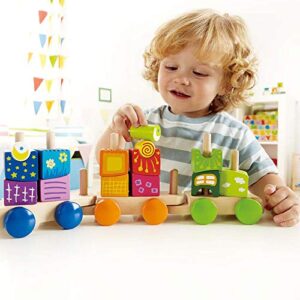 Hape Fantasia Building Blocks Toddler Push and Pull Train Set L: 15.9, W: 3.2, H: 4.7 inch