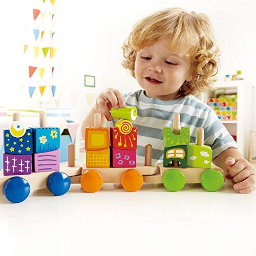 Hape Fantasia Building Blocks Toddler Push and Pull Train Set L: 15.9, W: 3.2, H: 4.7 inch